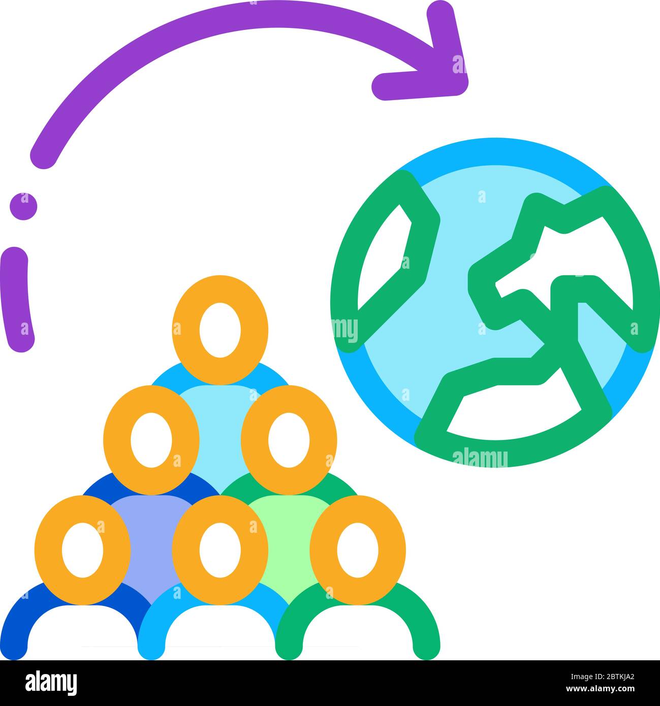 moving people around planet icon vector outline illustration Stock ...