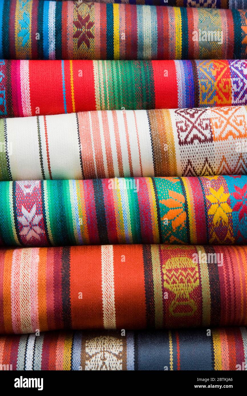 Fabric in craft market, Montecristi colonial town, City of Manta ...
