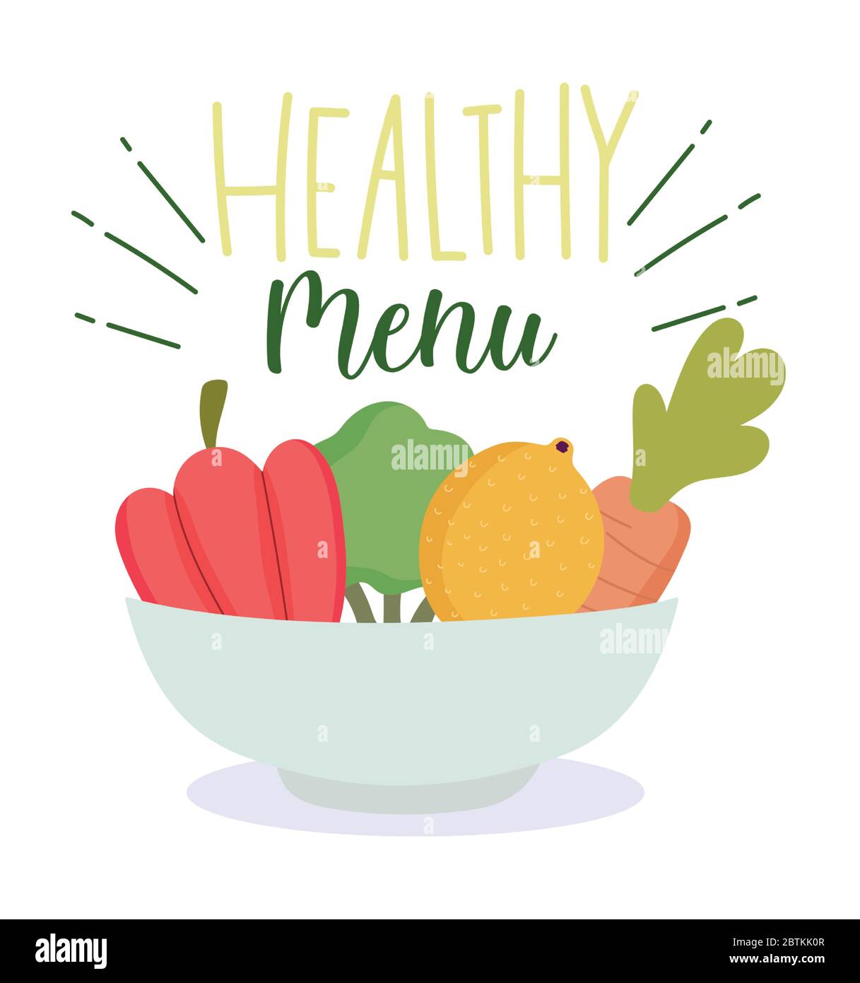 healthy food, bowl with pepper carrot broccoli and fruit balance ...