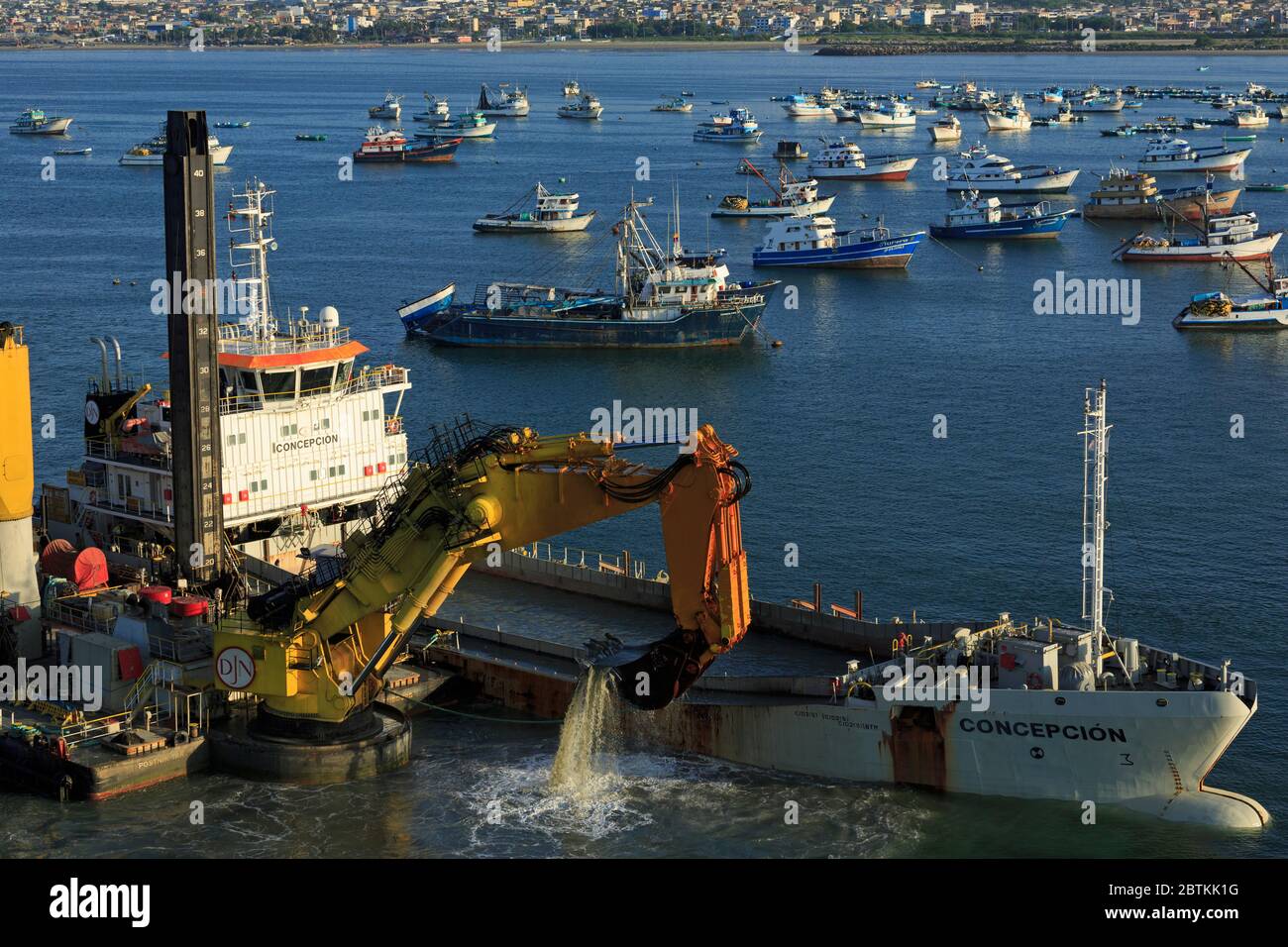 Dredger, Port of Manta, Manabi Province, Ecuador, South America Stock ...