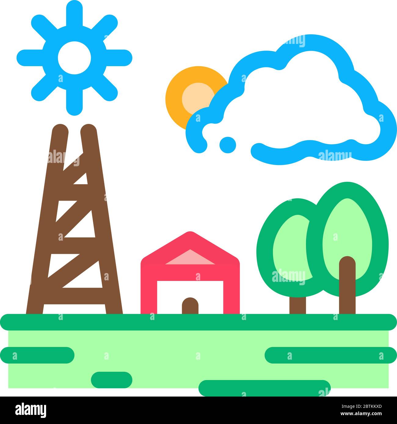 Communication tower in countryside Stock Vector Images - Alamy