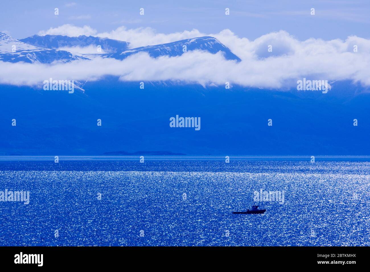 Fishing boat in the Beagle Channel near Ushuaia, Tierra del Fuego ...