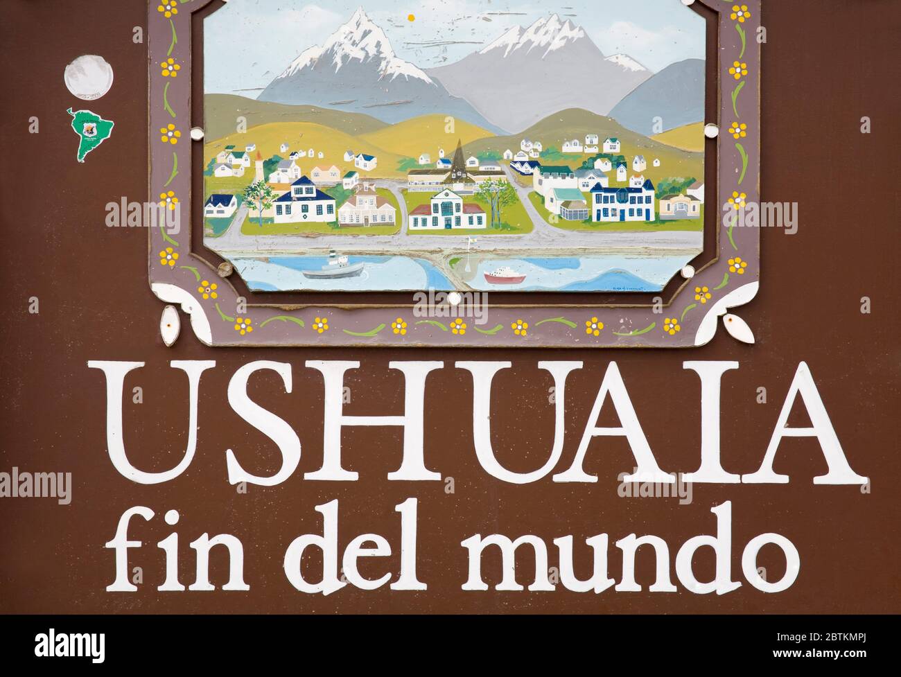 End of the World sign in Ushuaia, Tierra del Fuego, Patagonia ...