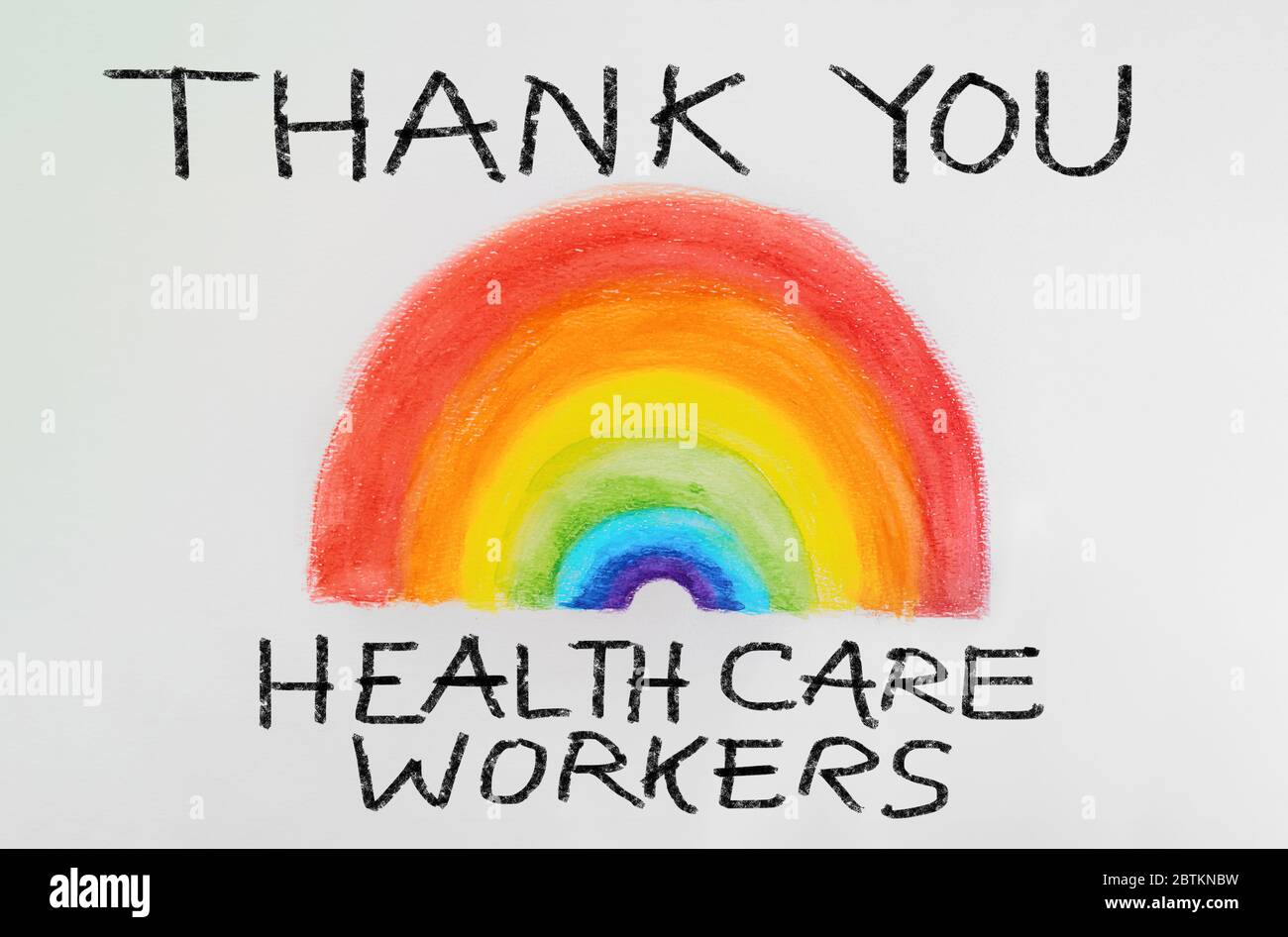 THANK YOU Healthcare workers rainbow drawing sign as appreciation ...