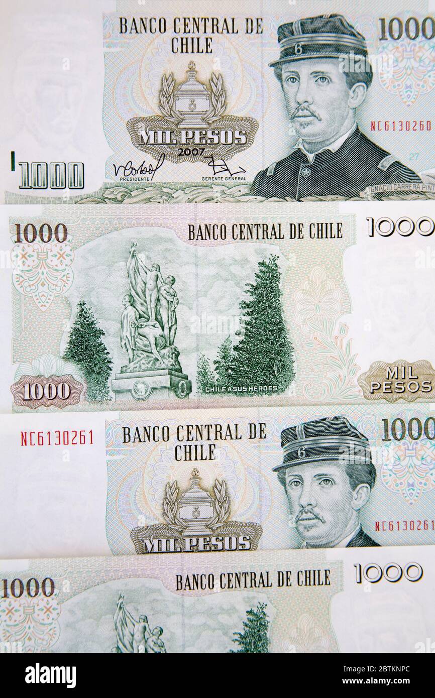 Chilean Peso notes, La Serena, Norte Chico Region, Chile, South America ...