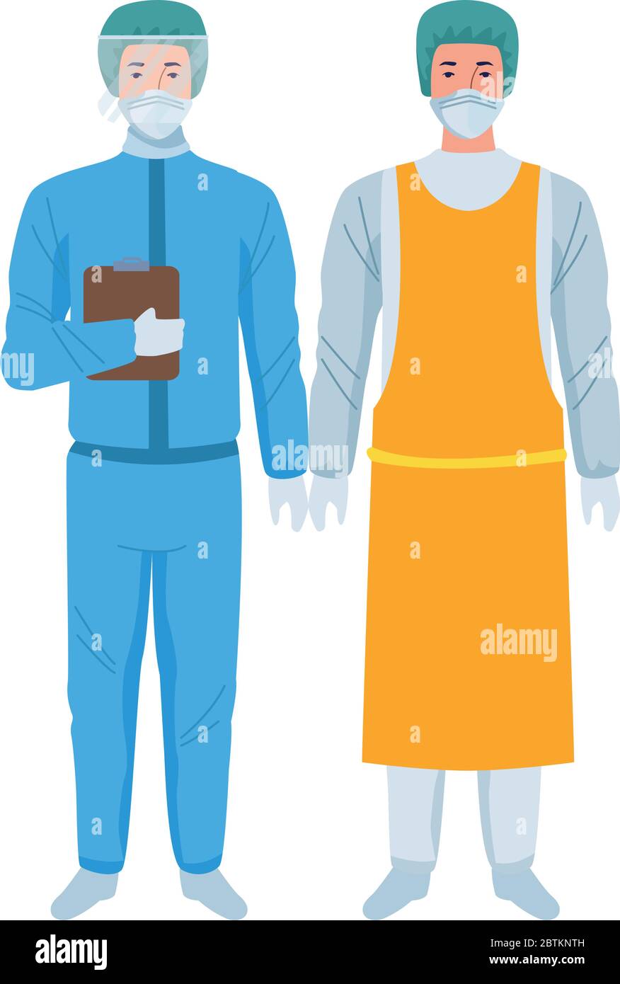 workers wearing biosafety suits characters Stock Vector Image & Art - Alamy