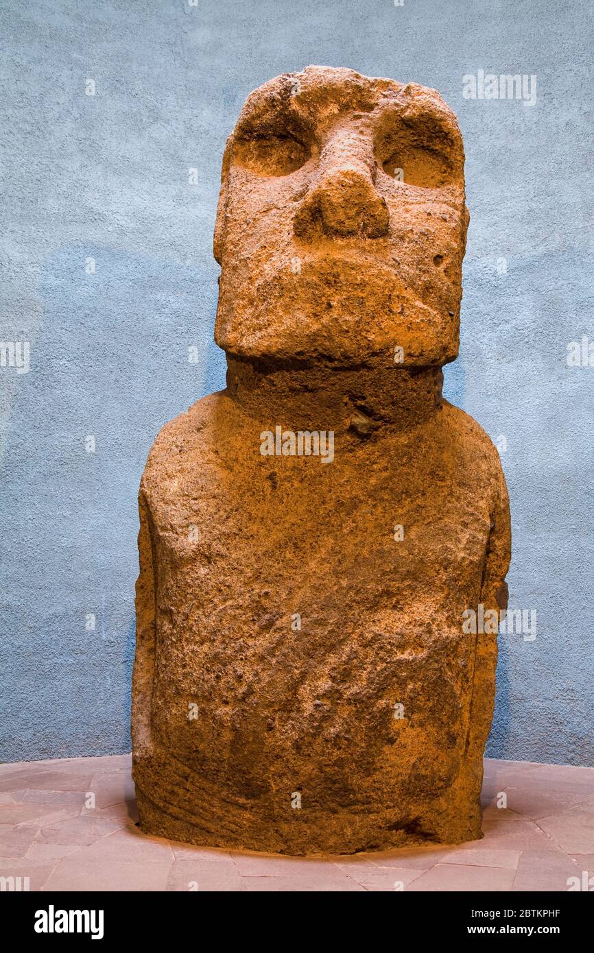 Moai stone from Easter Island in the Archeological Museum, Colonial ...