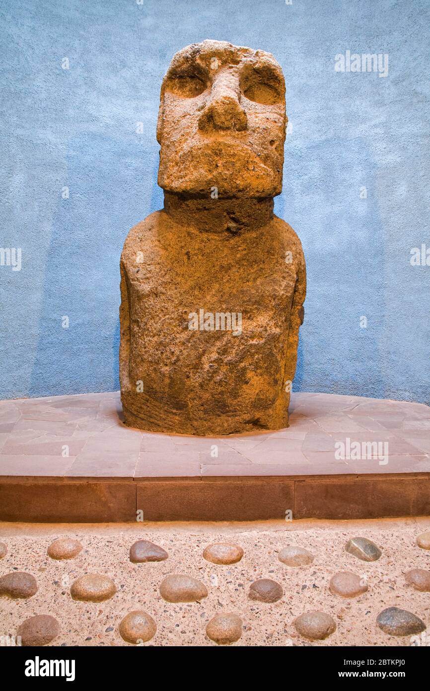 Moai stone from Easter Island in the Archeological Museum, Colonial ...