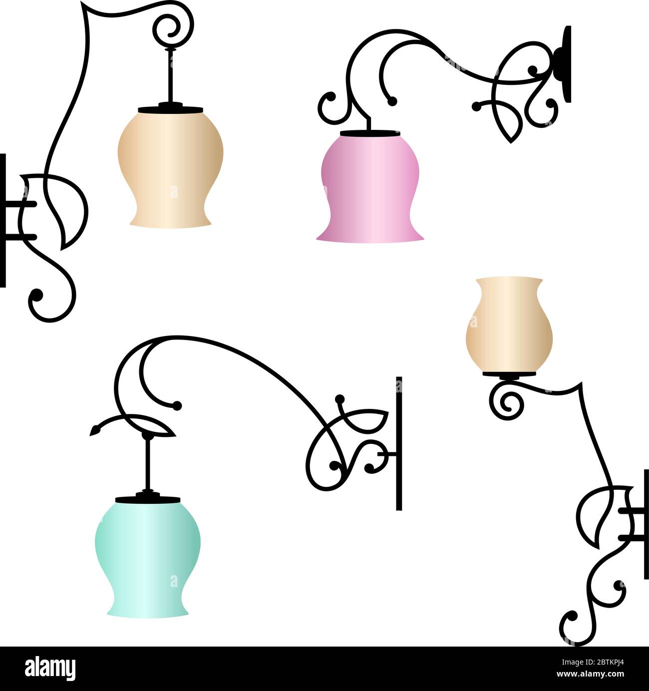Wrought Iron Wall Lamp Vector Illustration Stock Vector Image & Art - Alamy