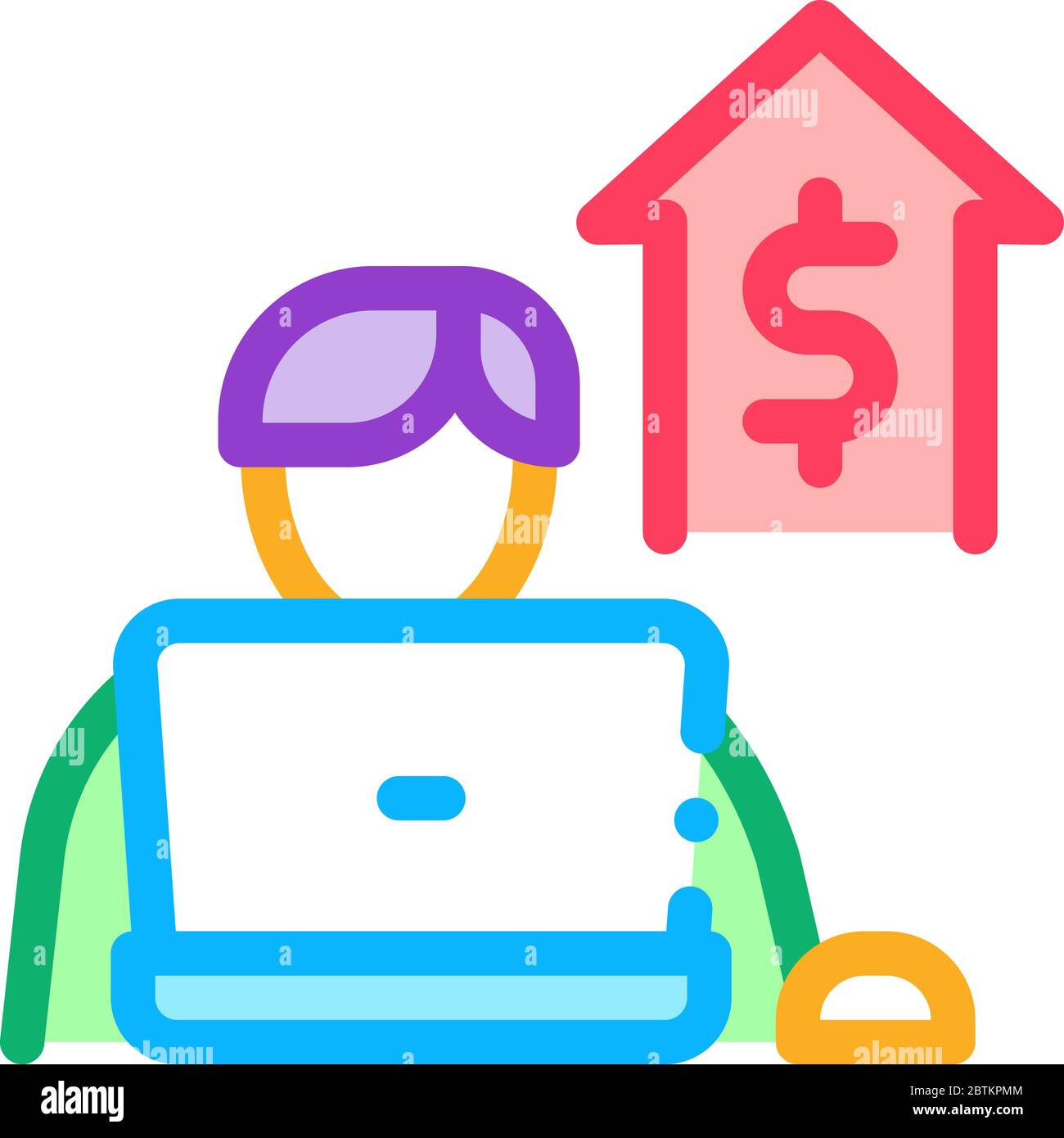 computer work realtor icon vector outline illustration Stock Vector ...