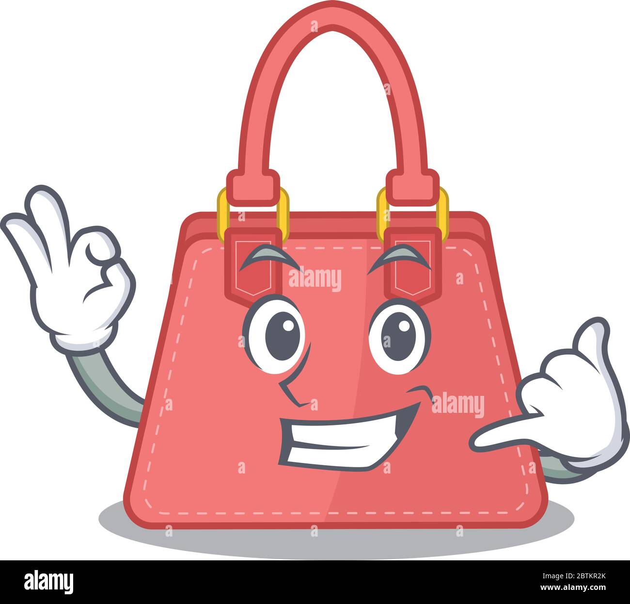 Caricature design of women handbag showing call me funny gesture Stock ...
