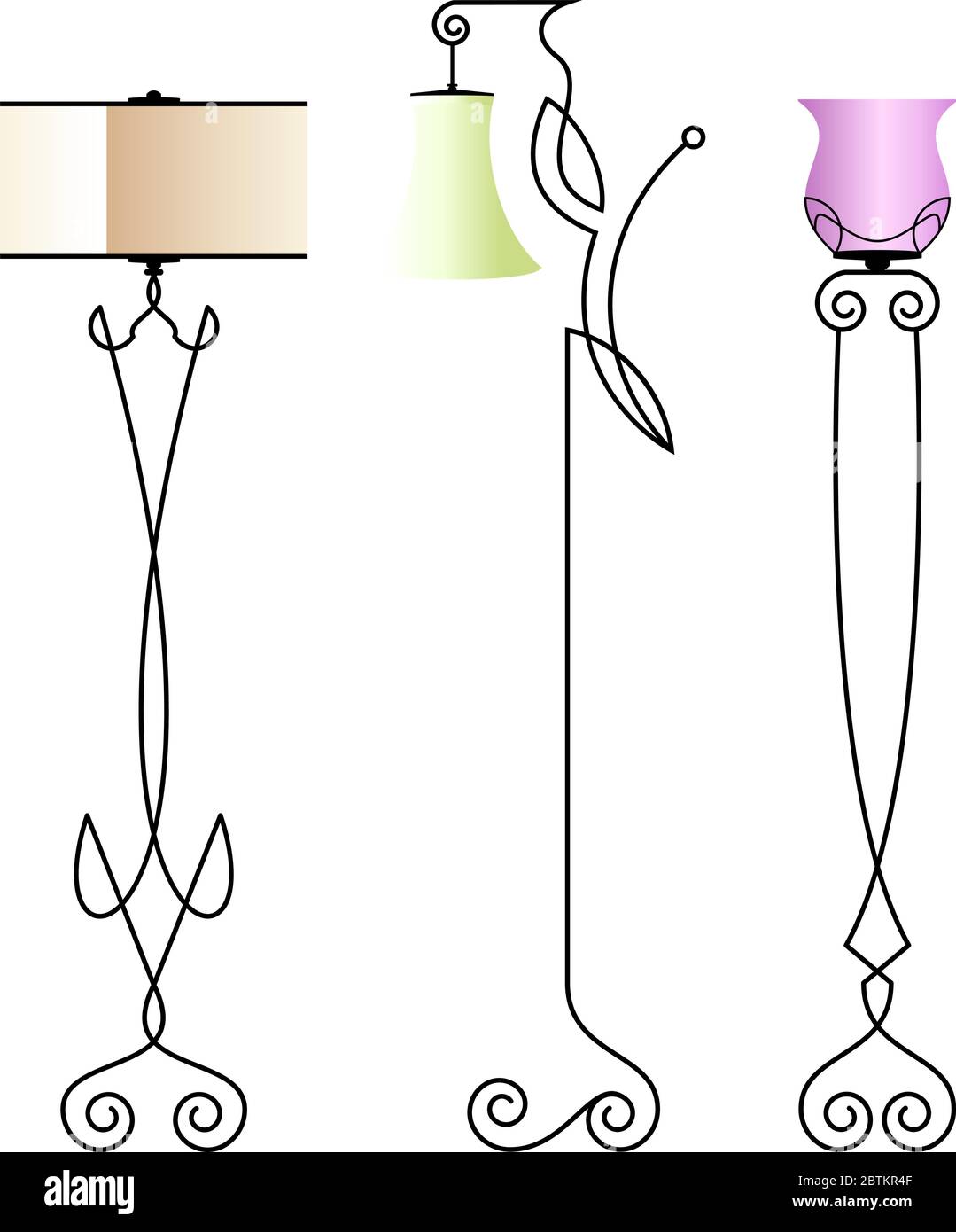 Wrought Iron Table Floor Lamp Vector Illustration Stock Vector Image ...