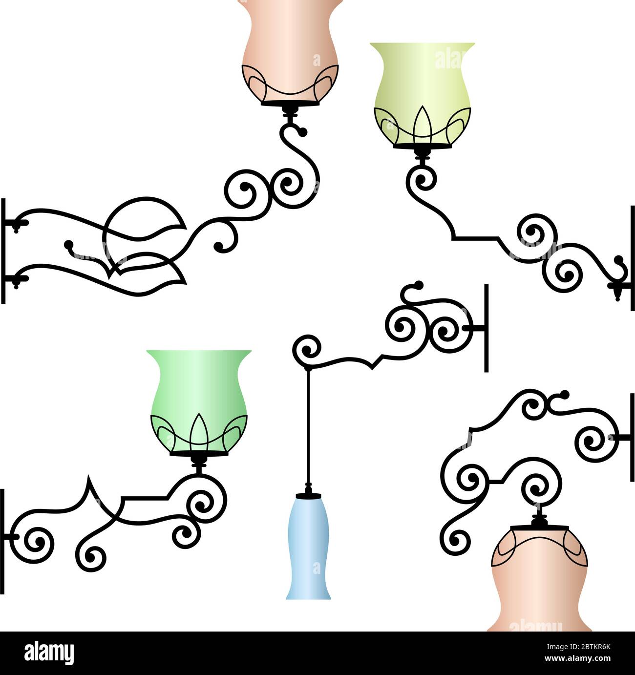 Wrought Iron Wall Lamp Vector Illustration Stock Vector Image & Art - Alamy