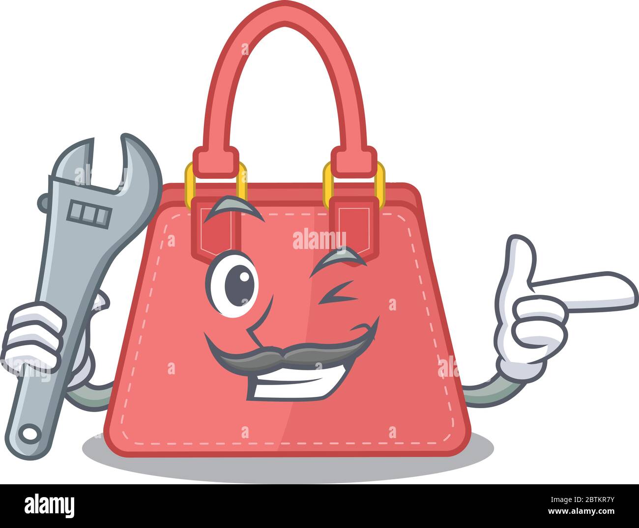 A caricature picture of women handbag working as a mechanic Stock ...