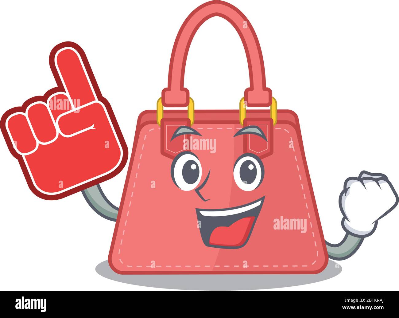 Women handbag in cartoon drawing character design with Foam finger ...