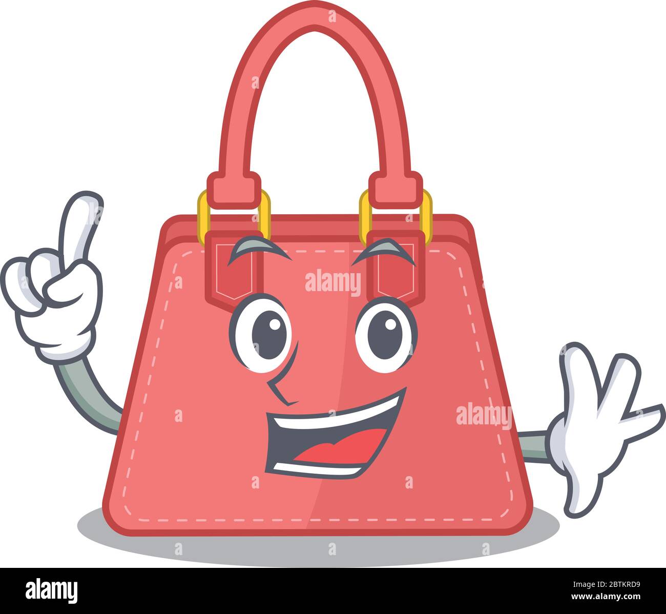 Women handbag caricature design style with one finger gesture Stock ...