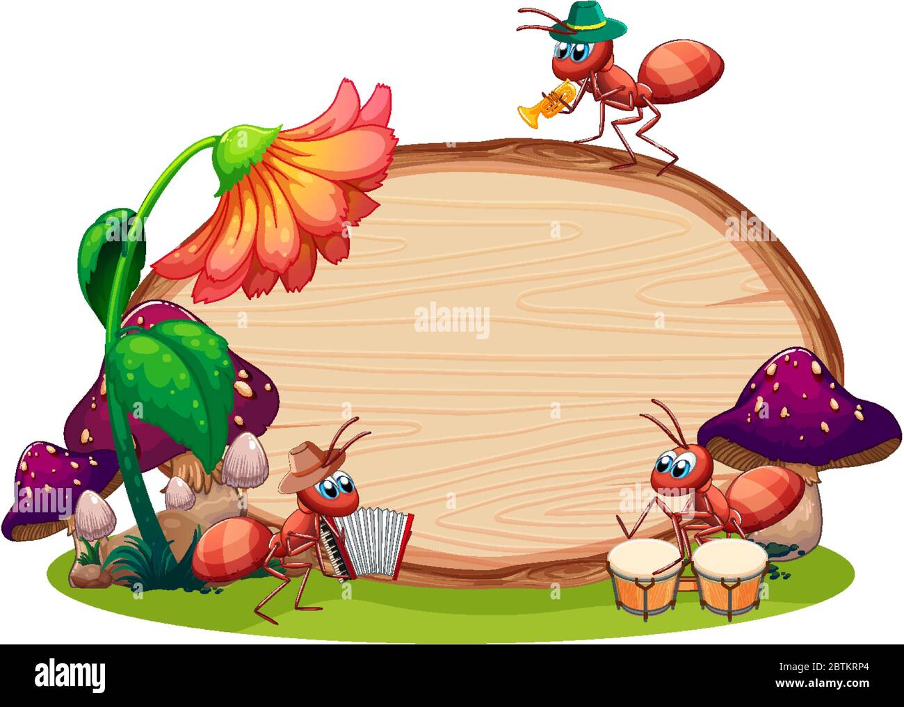 Border template design with insects in the garden background ...
