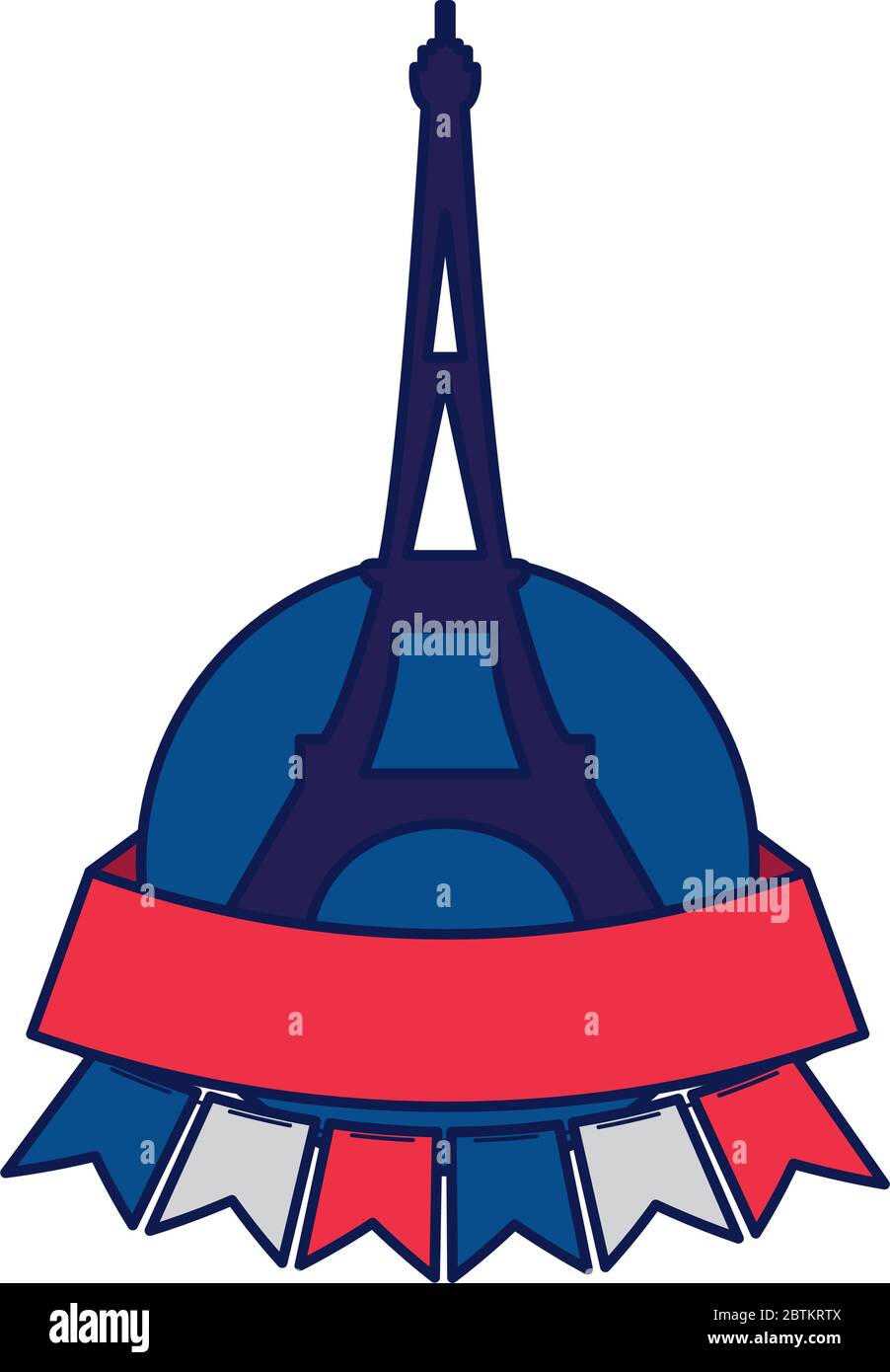 france eiffel tower with ribbon and banner pennant design, Happy ...