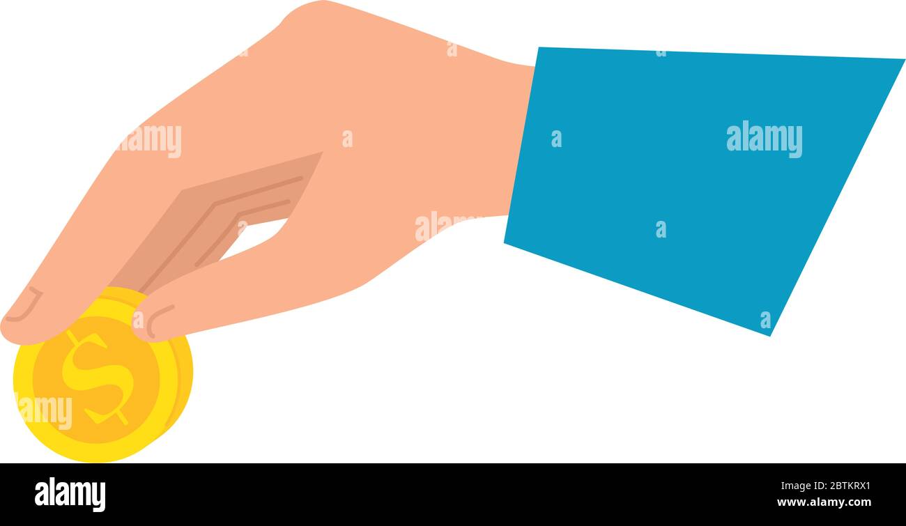 hand with coin isolated on white background Stock Vector Image & Art ...