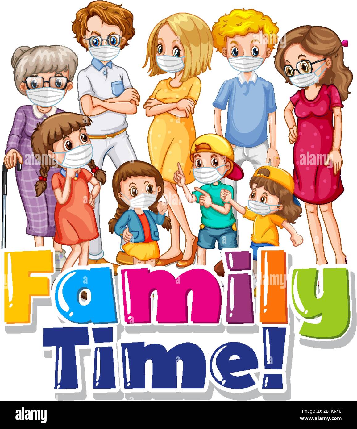 Family member wearing mark illustration Stock Vector Image & Art - Alamy