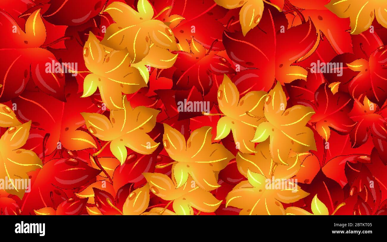 Background design template with red leaves illustration Stock Vector ...