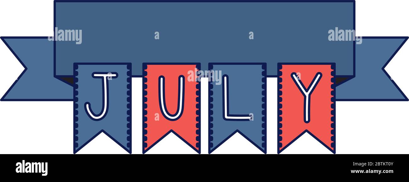 Usa july ribbon with banner pennant design, United states independence ...