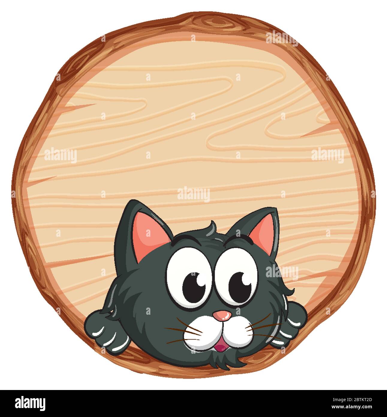 Blank sign template with cute cat on white background illustration ...