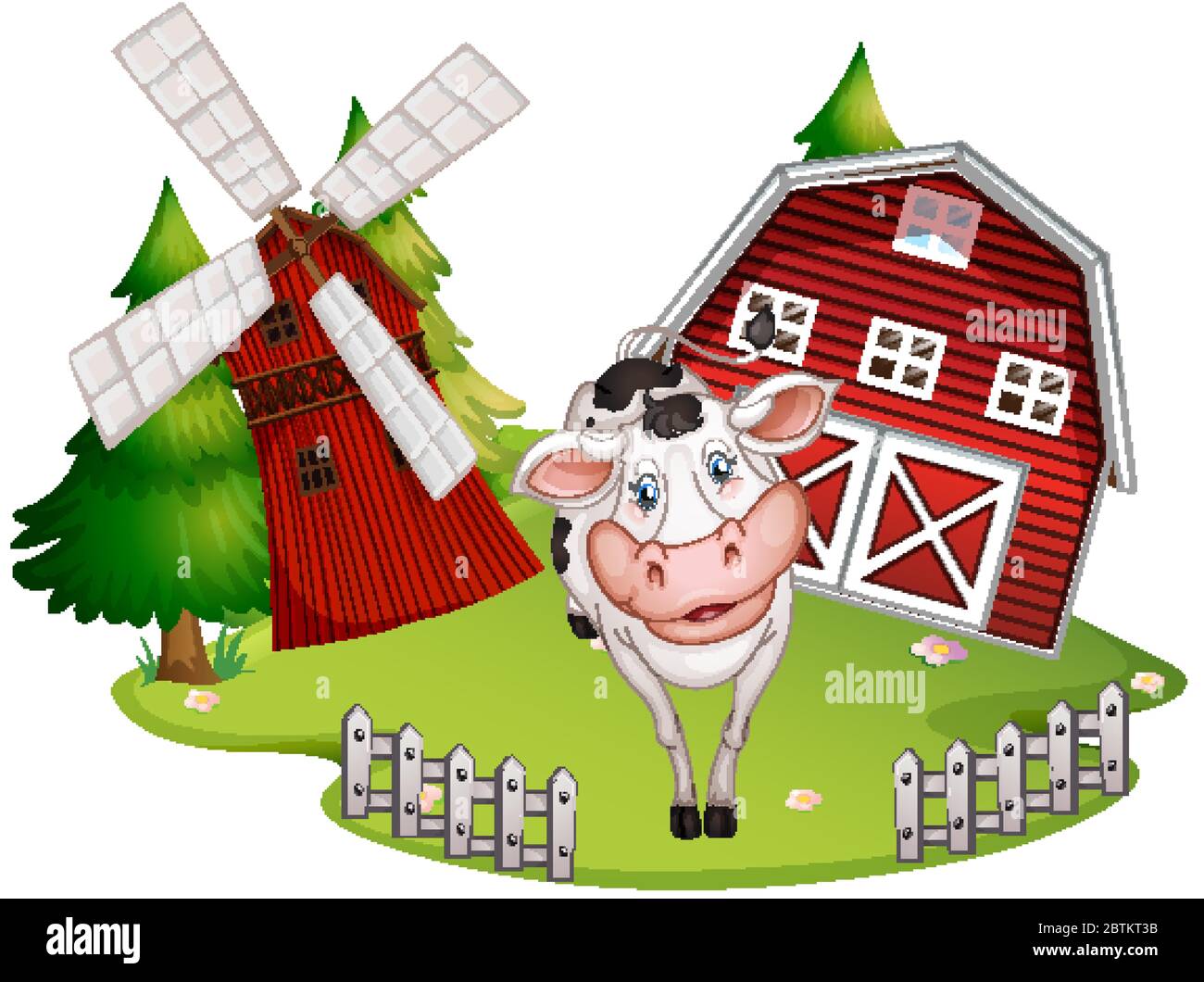 Isolated barn with cow illustration Stock Vector Image & Art - Alamy
