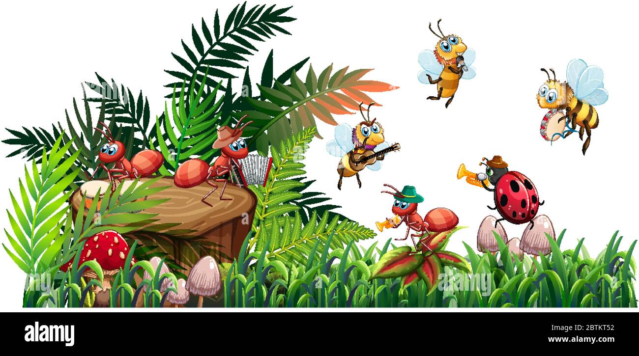 Scene with many bugs in the garden illustration Stock Vector Image ...