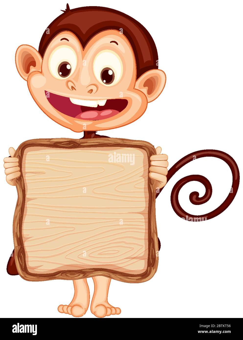 Board template with cute monkey on white background illustration Stock ...