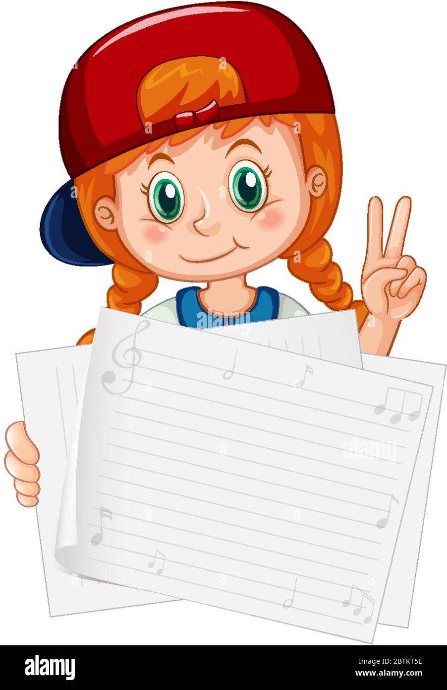 Blank sign template with cute girl on white background illustration ...