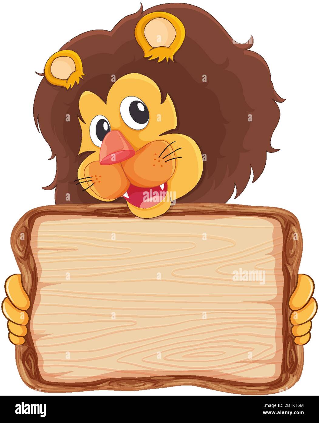 Board template with cute lion on white background illustration Stock ...