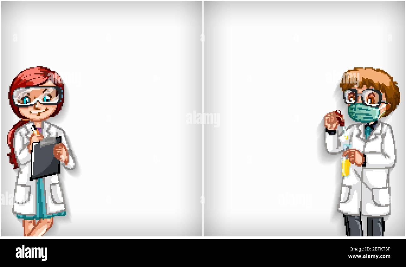 Plain background with two doctors in lab illustration Stock Vector ...