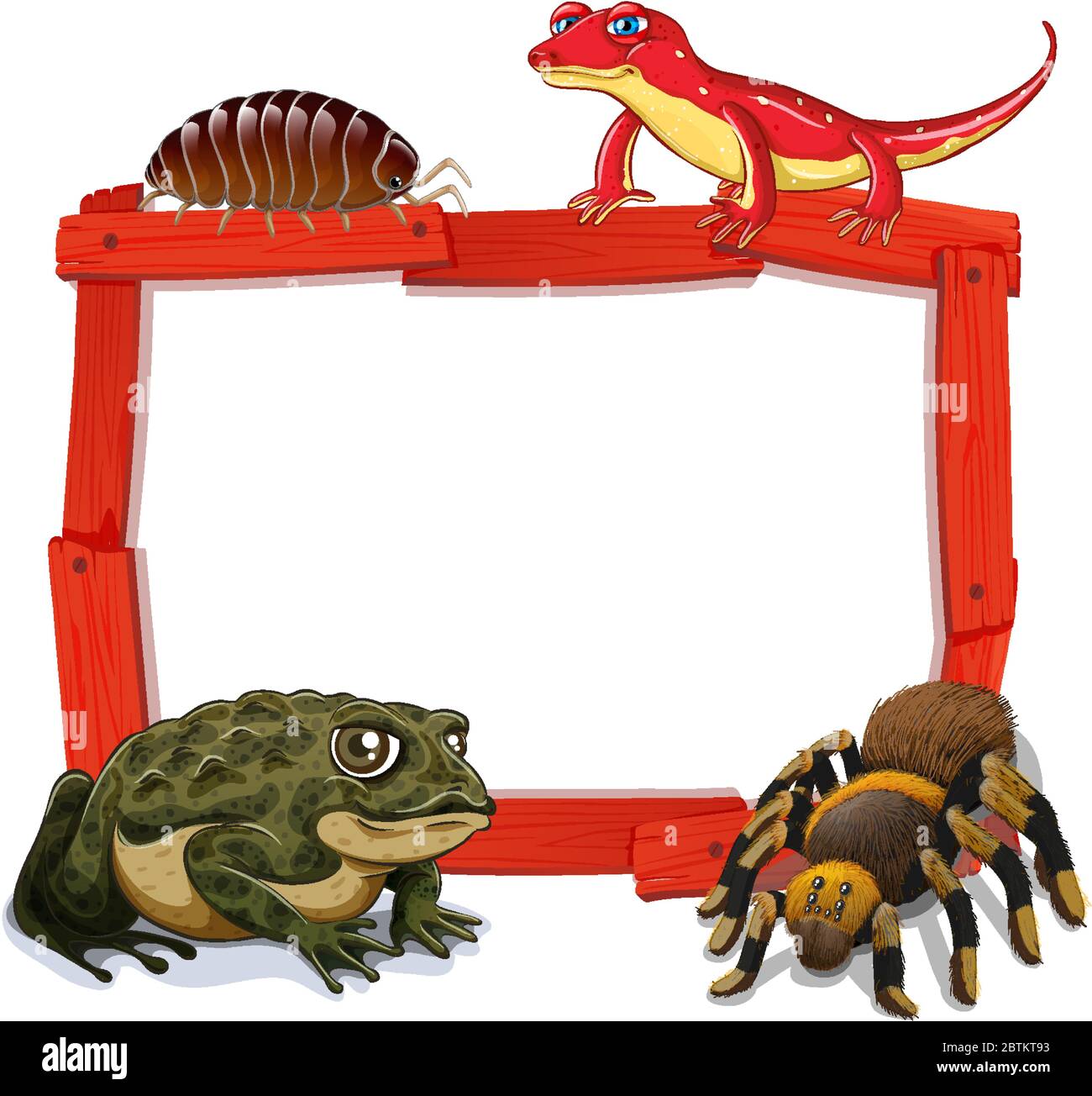 Blank sign template with many animals on white background illustration ...