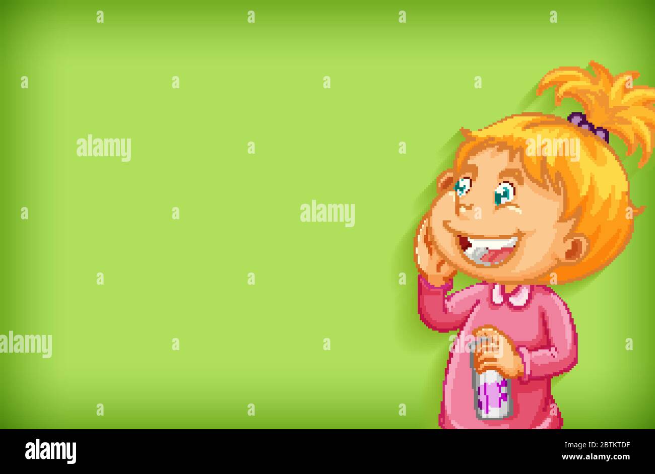 Background template design with happy girl illustration Stock Vector ...