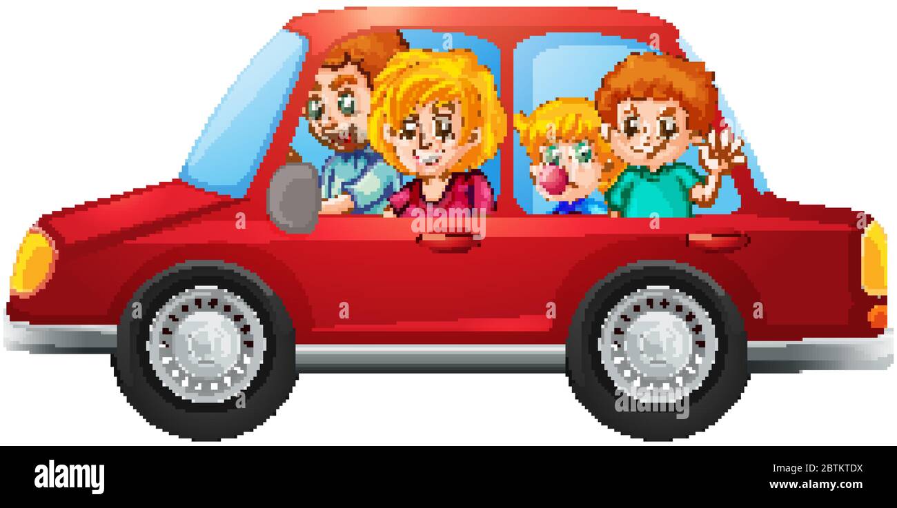 Happy family in the car illustration Stock Vector Image & Art - Alamy