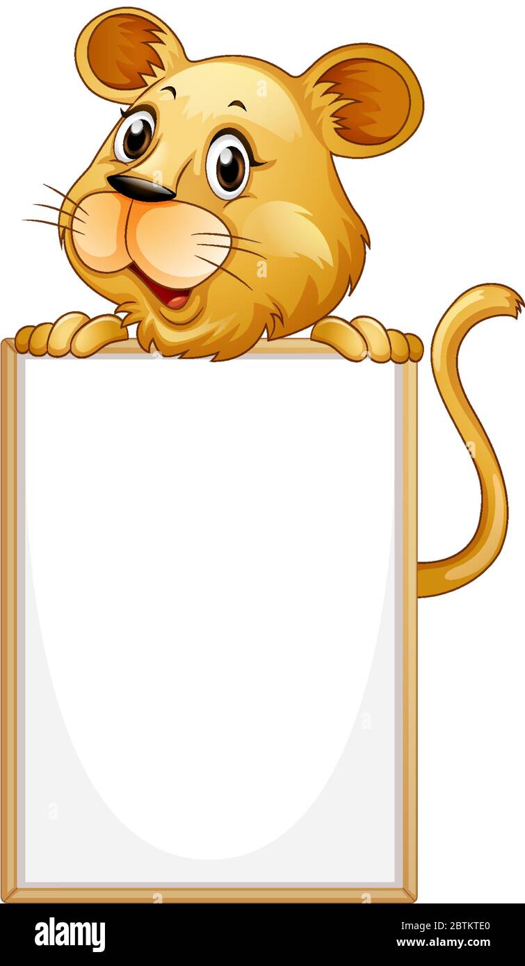 Blank sign template with tiger on white background illustration Stock ...