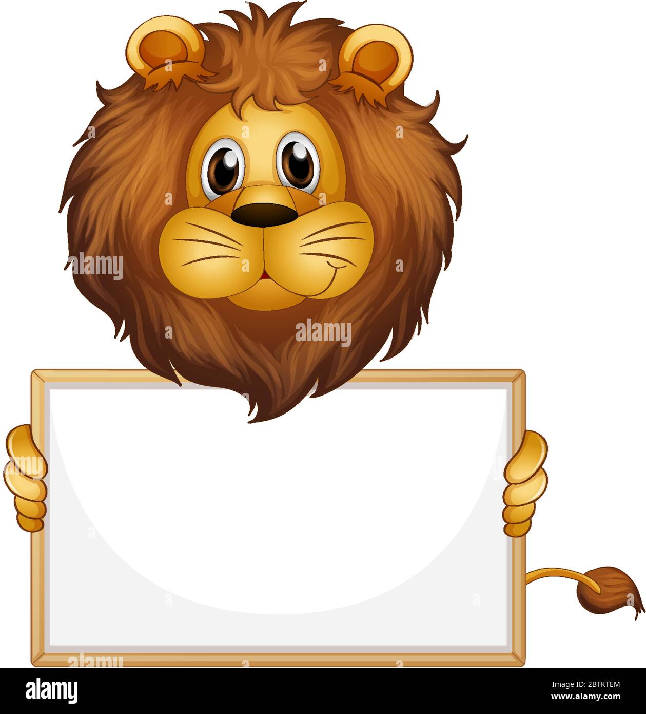 Blank sign template with wild lion on white background illustration ...