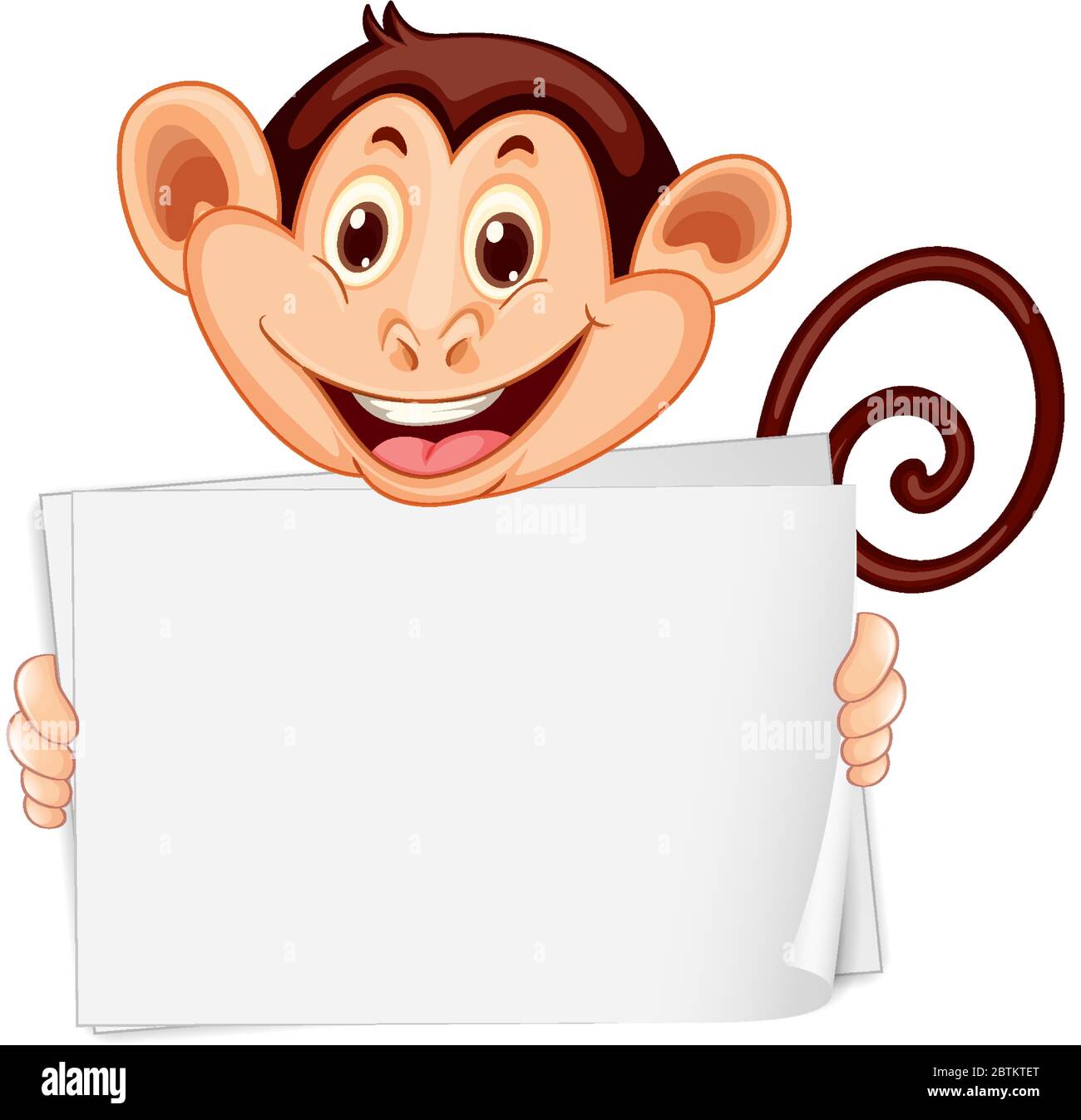 Blank sign template with happy monkey on white background illustration ...