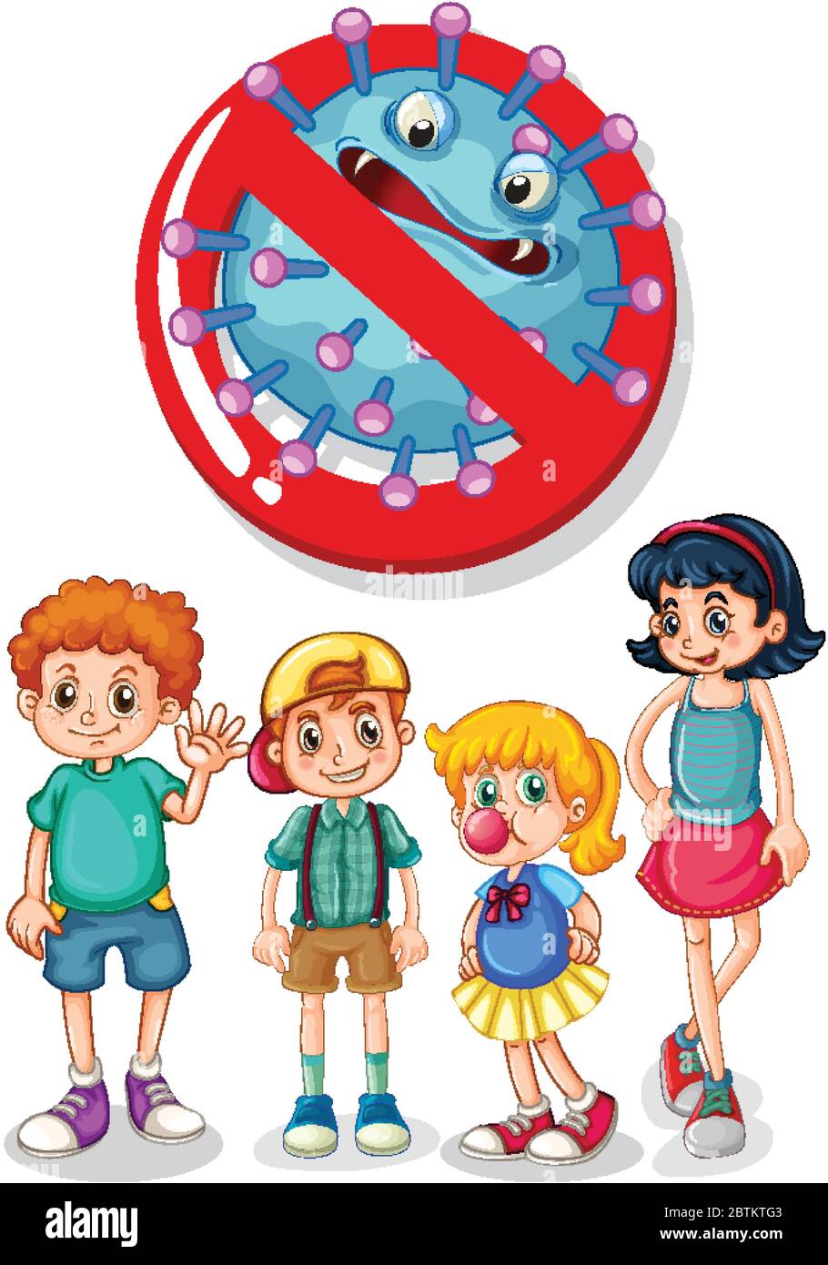 Children and virus sign illustration Stock Vector Image & Art - Alamy