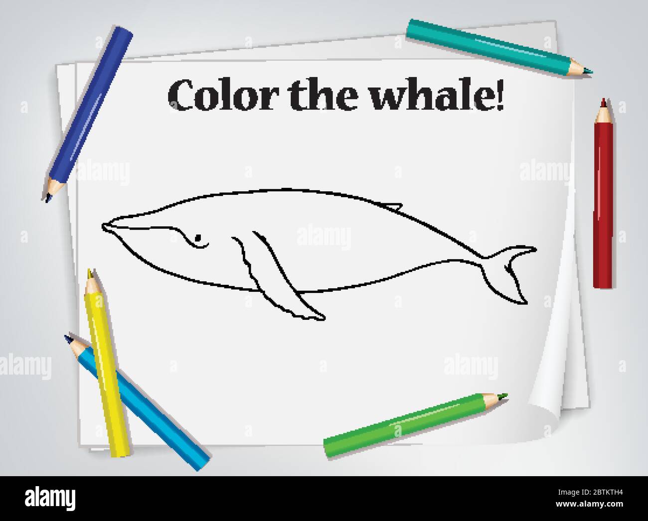 Children whale coloring worksheet illustration Stock Vector Image & Art ...