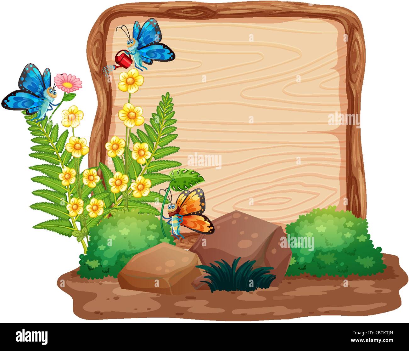 Sign template with animals in garden background illustration Stock ...