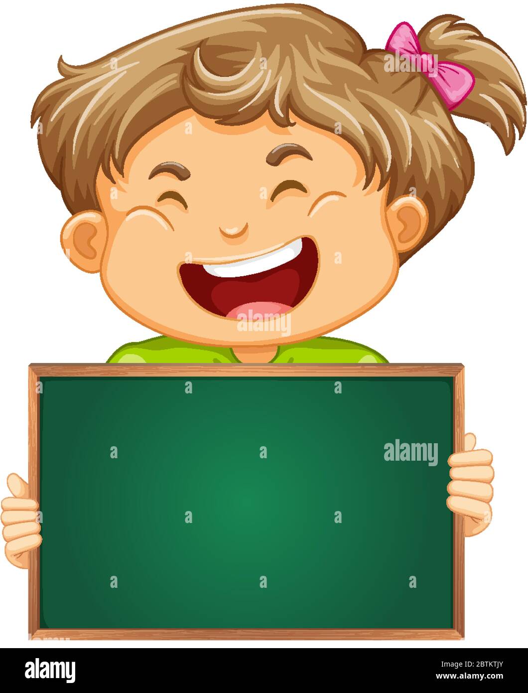 Blank sign template with cute girl on white background illustration ...