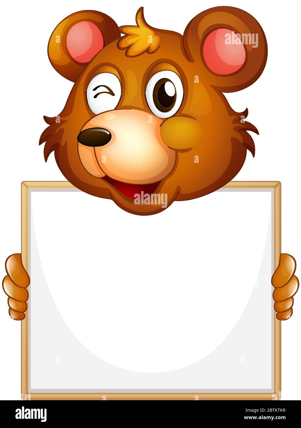 Blank sign template with brown bear on white background illustration ...