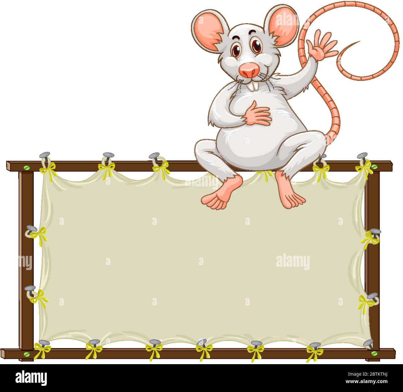 Board template with cute mouse on white background illustration Stock ...