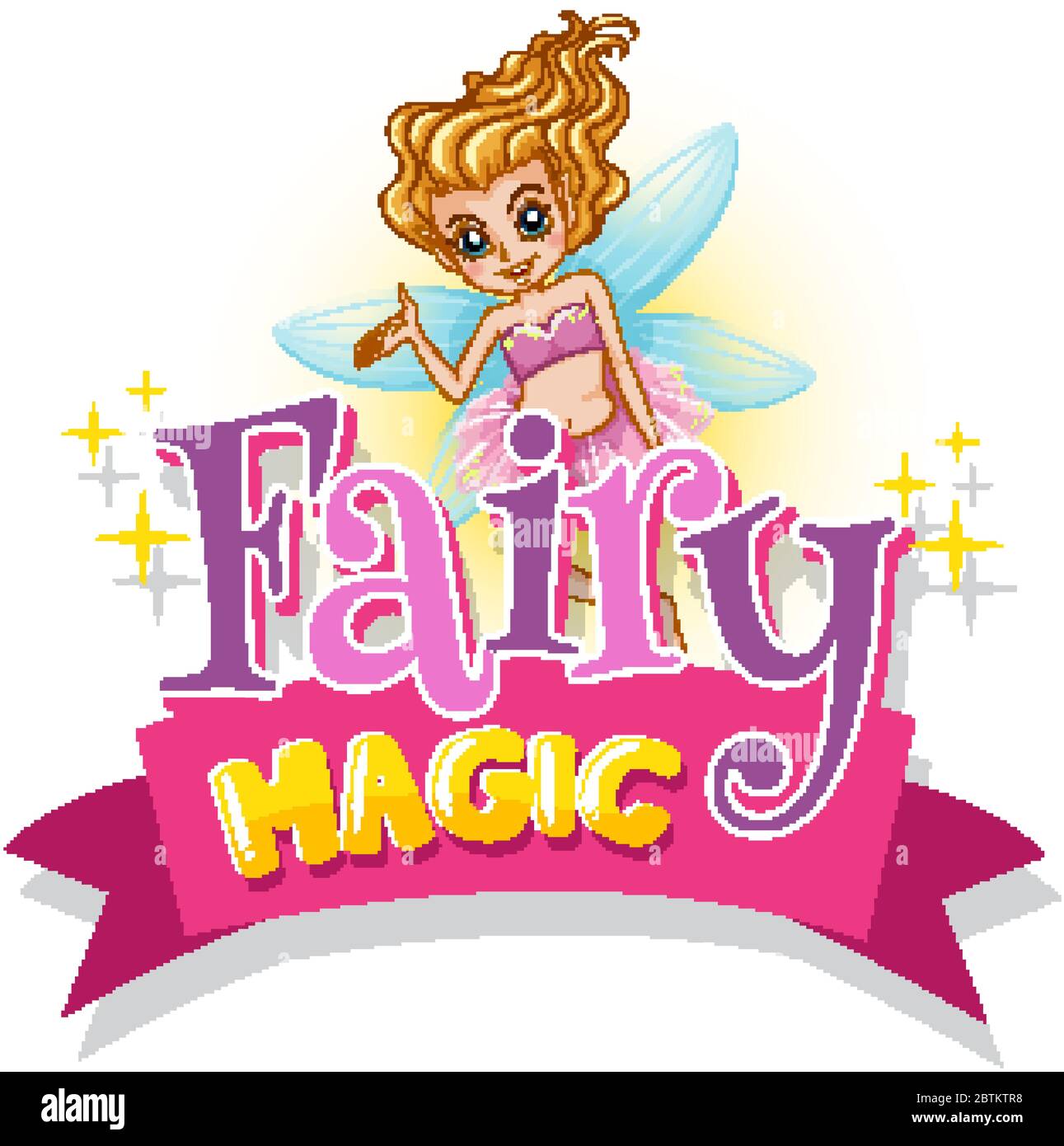 Font design for word fairy magic with fairy flying illustration Stock ...