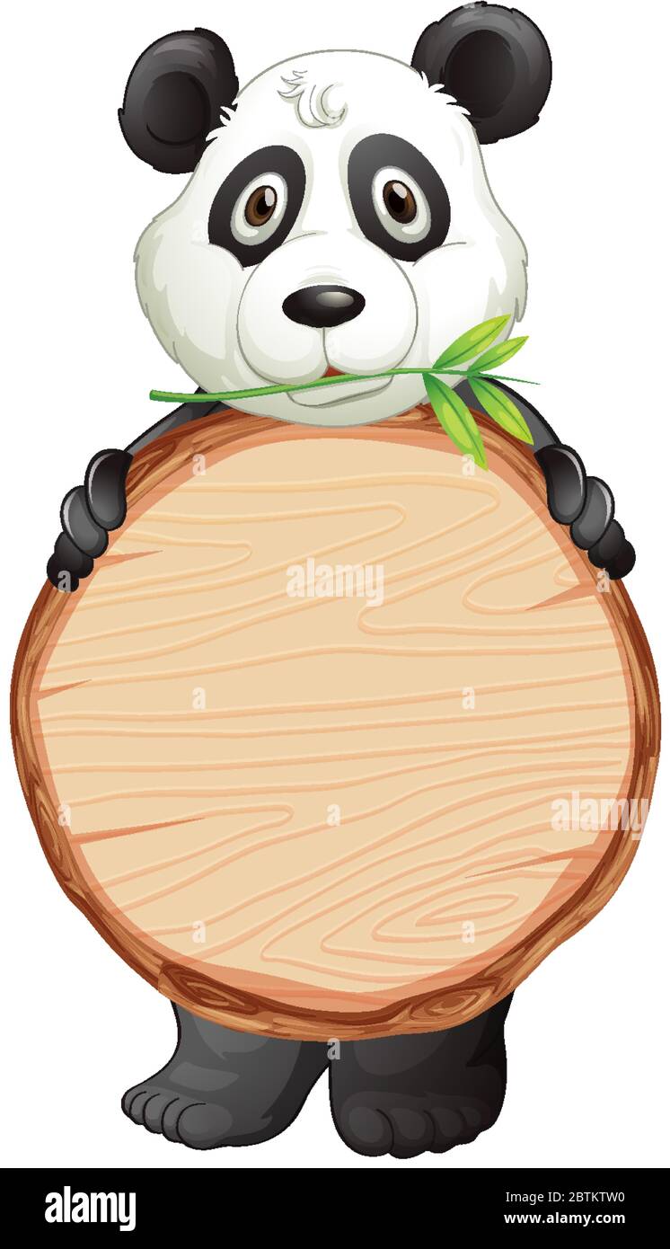 Blank sign template with cute panda on white background illustration ...
