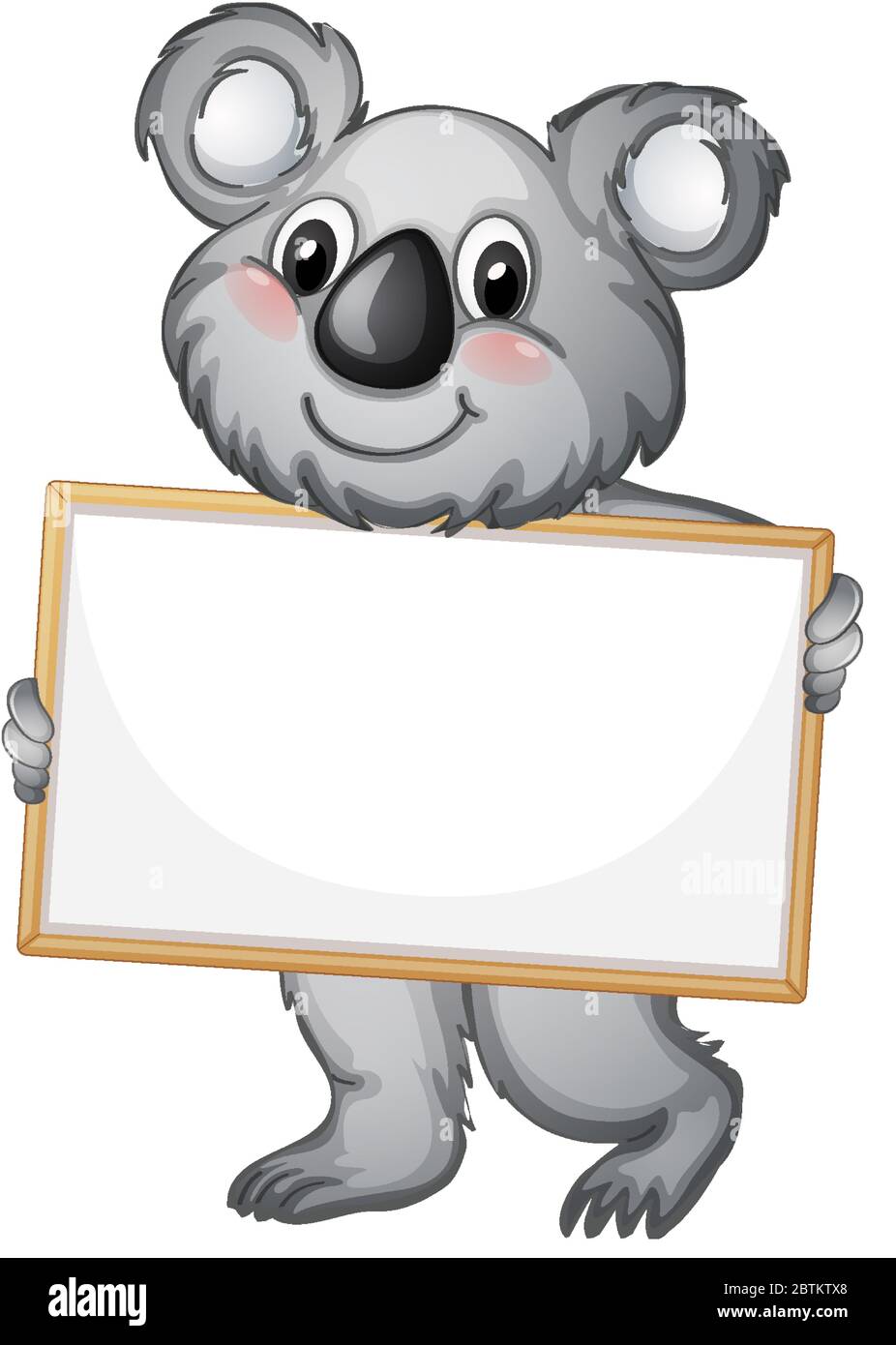 Blank sign template with cute koala on white background illustration ...