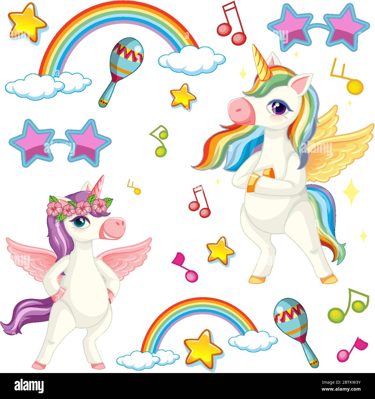 Cute unicorn with music theme illustration Stock Vector Image & Art - Alamy