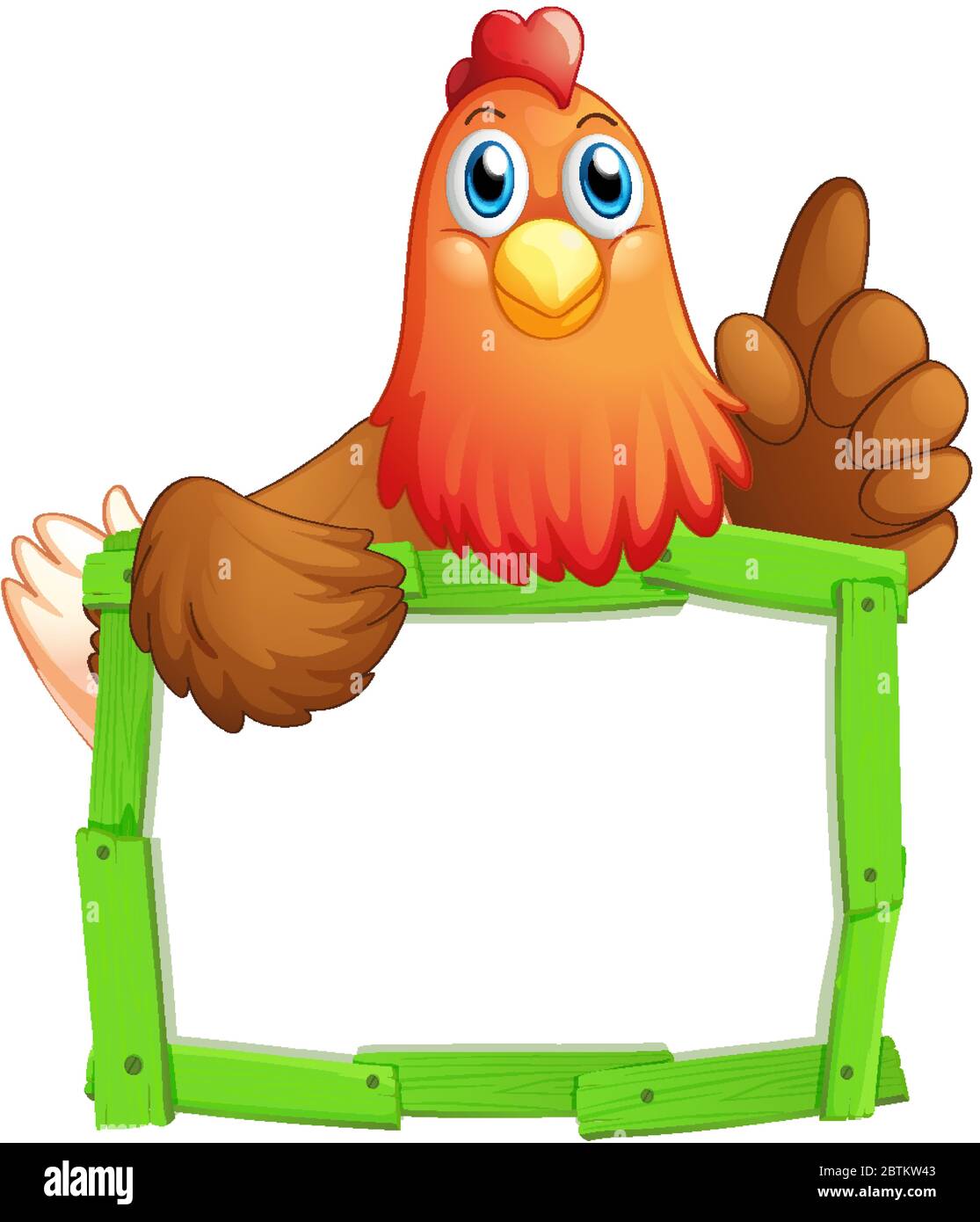 Blank sign template with cute chicken on white background illustration ...
